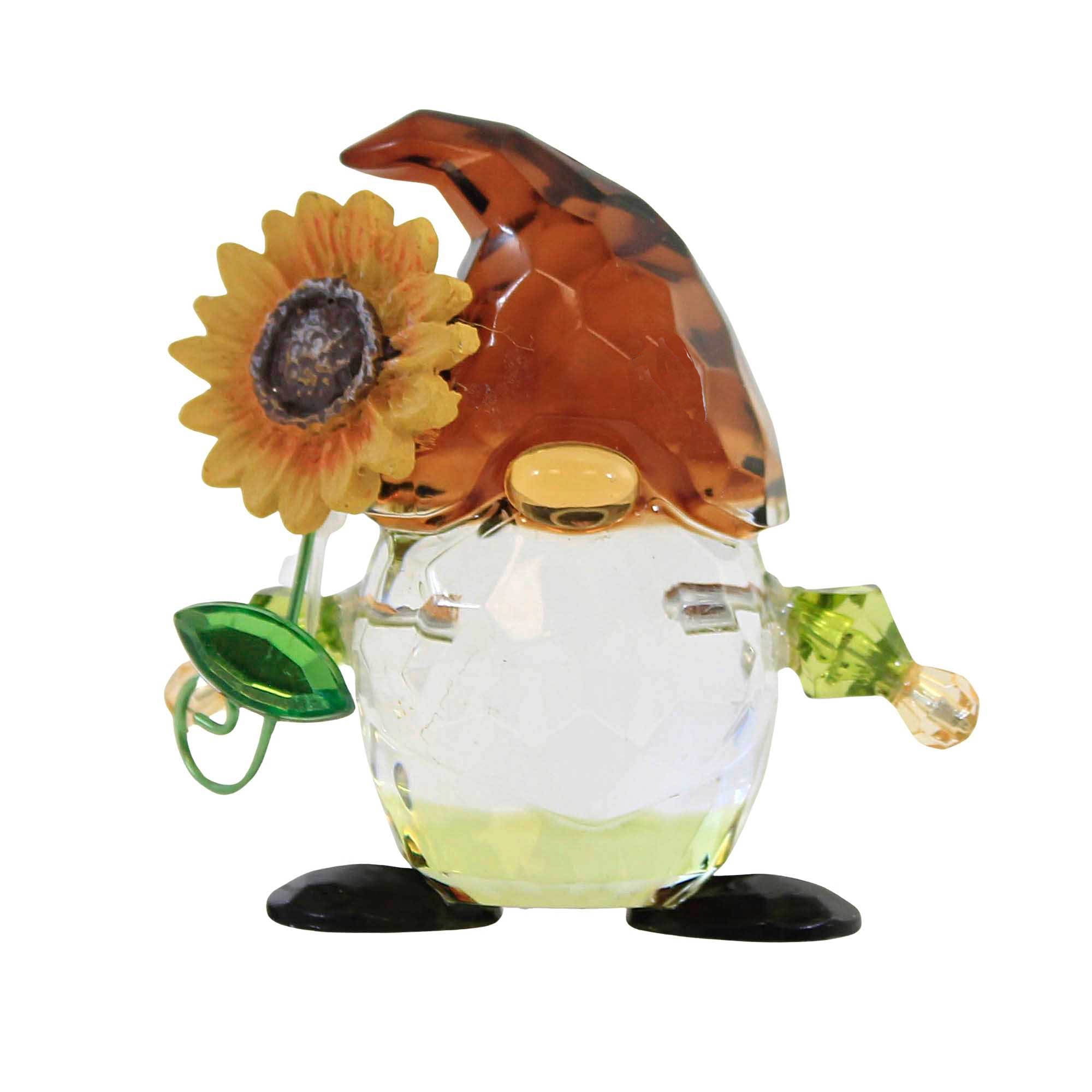 Garden Gnome Acrylic Gnome Figurine Sunflower Crystal Gnome Rocks ...