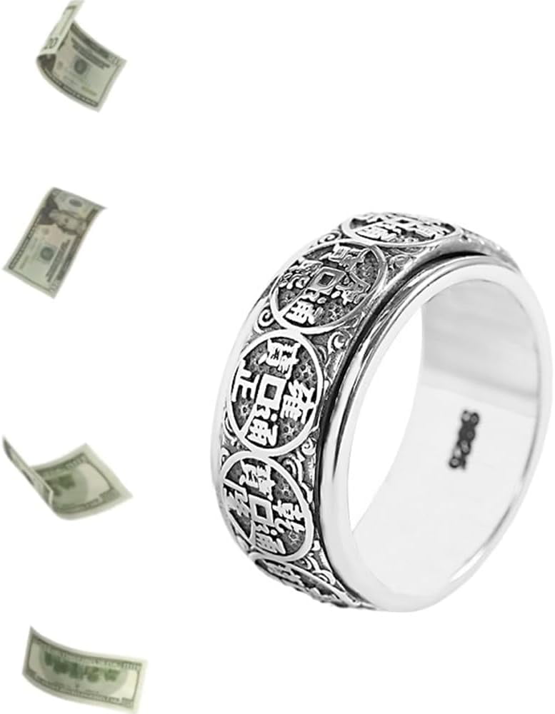 NINGZHIMAN Feng Shui Ring, Five Emperors Money Ring, Auspicious Ring ...