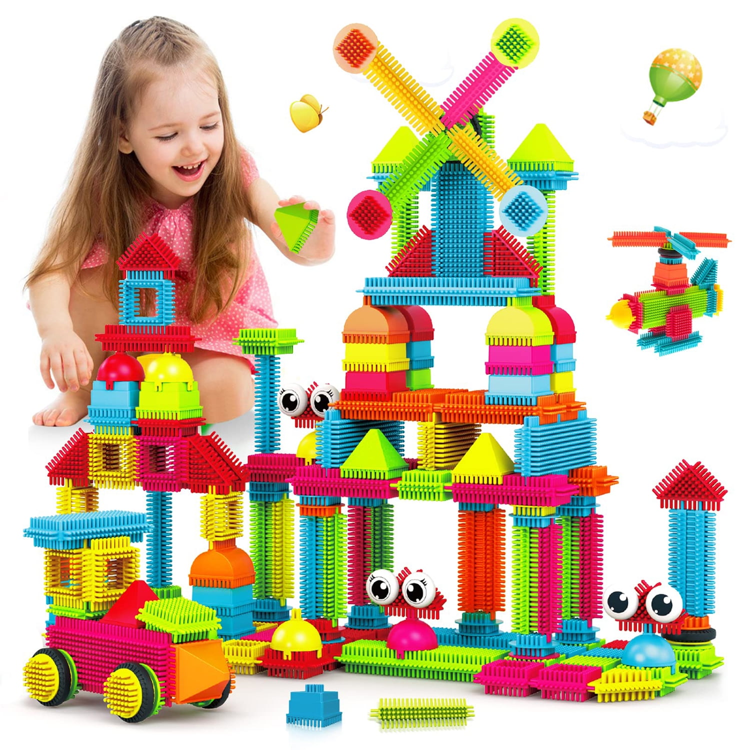 STEM Building Toys, Contixo ST5 144 pcs Bristle Shape 3D Tiles Set ...