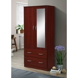 Hodedah Two Door Wardrobe with Two Drawers and Hanging Rod plus Mirror ...