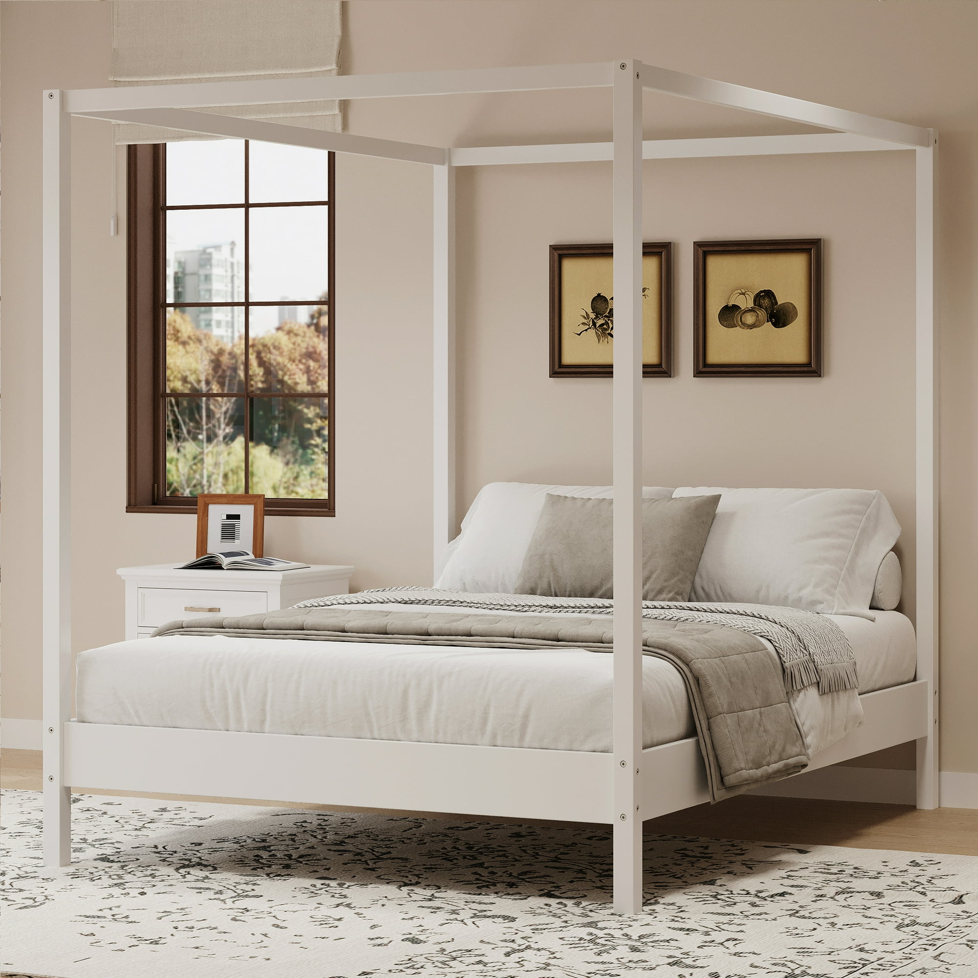 Click here for Euroco Wood King Size Canopy Bed With Four Poster... prices