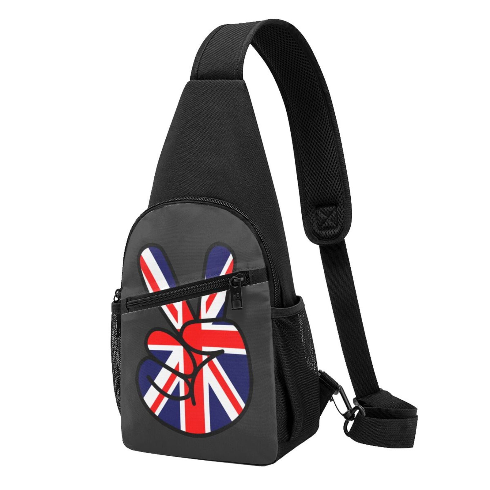 TEQUAN Crossbody Bag Chest Pack, Union Jack Peace Victory Gesture Pattern Sling Bags Adults ...