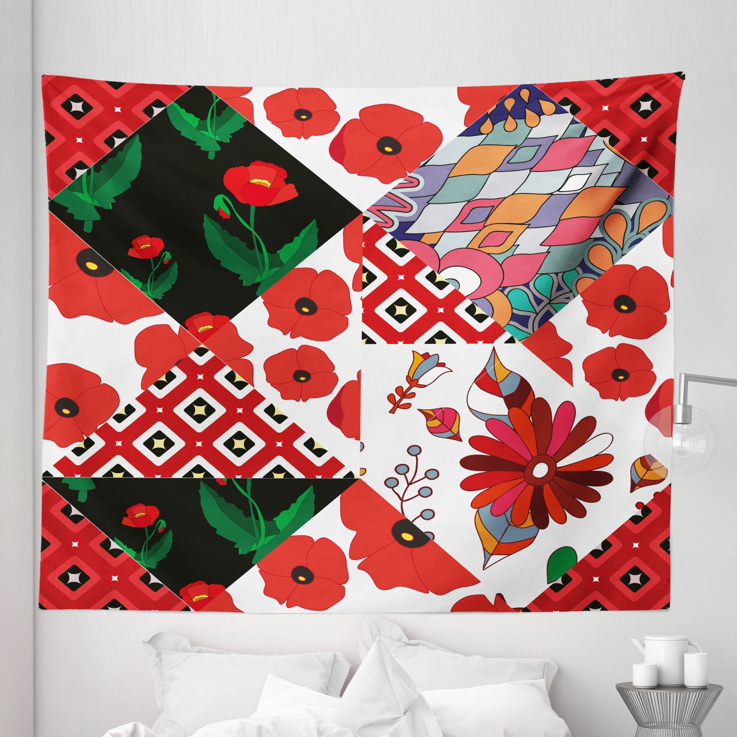 Retro Tapestry, Patchwork Inspired Pattern with Poppy Flowers Russian ...
