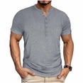 Dolkfu Dress Shirts for Men Crew Neck Minimalist Short Sleeve Gray Tops ...