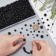 Baking Painted Glass Pearl Bead Strands Pearlized Round Black 3~12mm ...