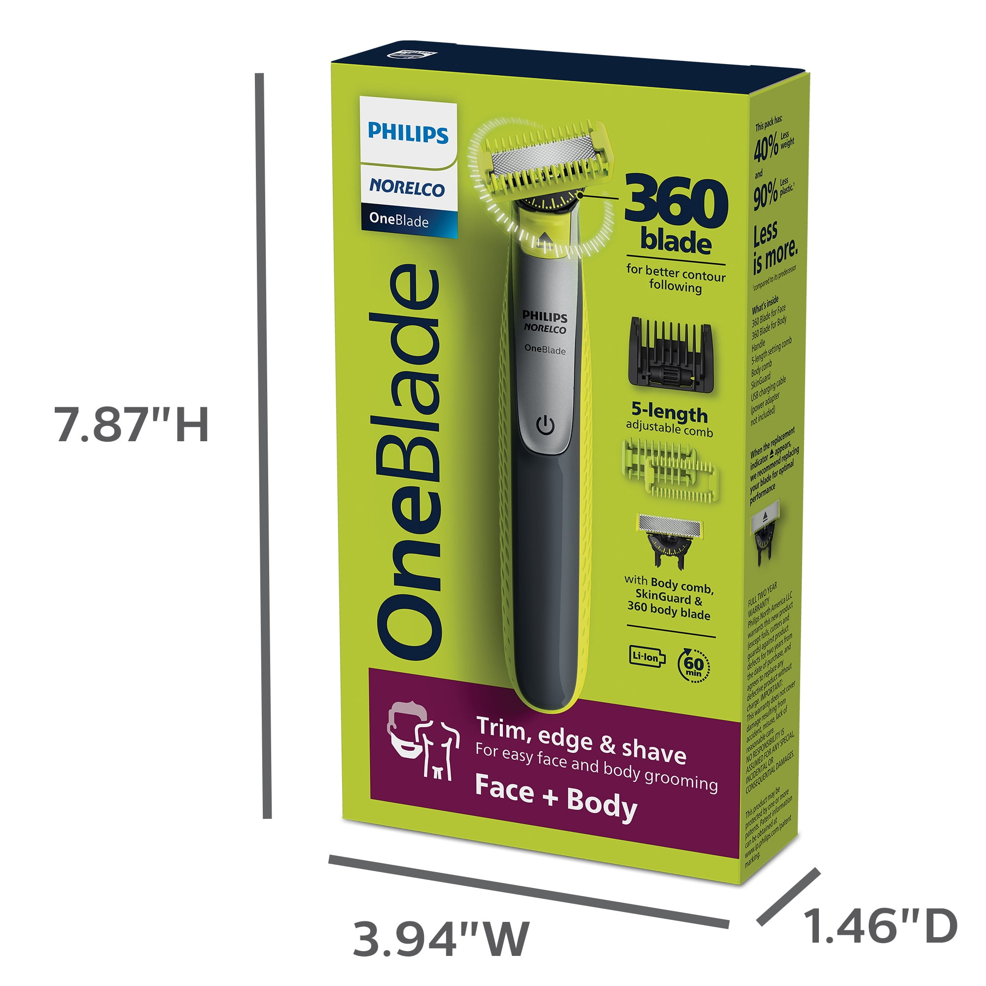 Philips Norelco Oneblade 360 Face+Body Groomer, 5-In-1 Men's Philips Norelco Oneblade 360 Face+Body Groomer, 5-In-1 Men's