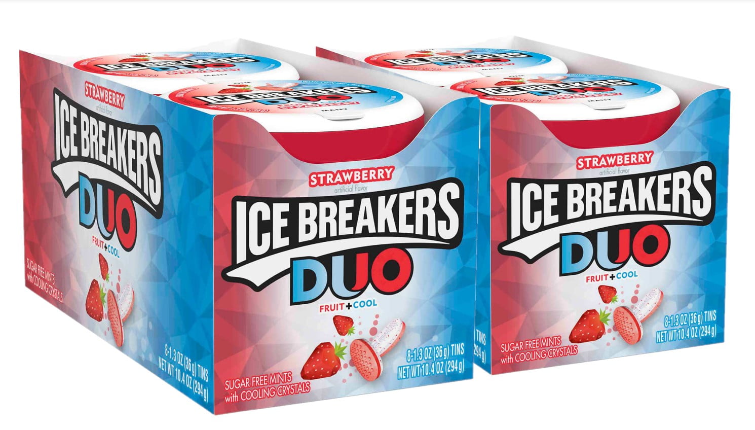 Ice Breakers Duo Fruit + Cool Sugar Free Mints, Strawberry 1.30 oz, 8 ...