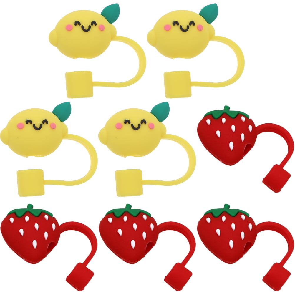 8Pcs Straw Tips Covers Cute Silicone Reusable Drinking Straw Tips Lids ...