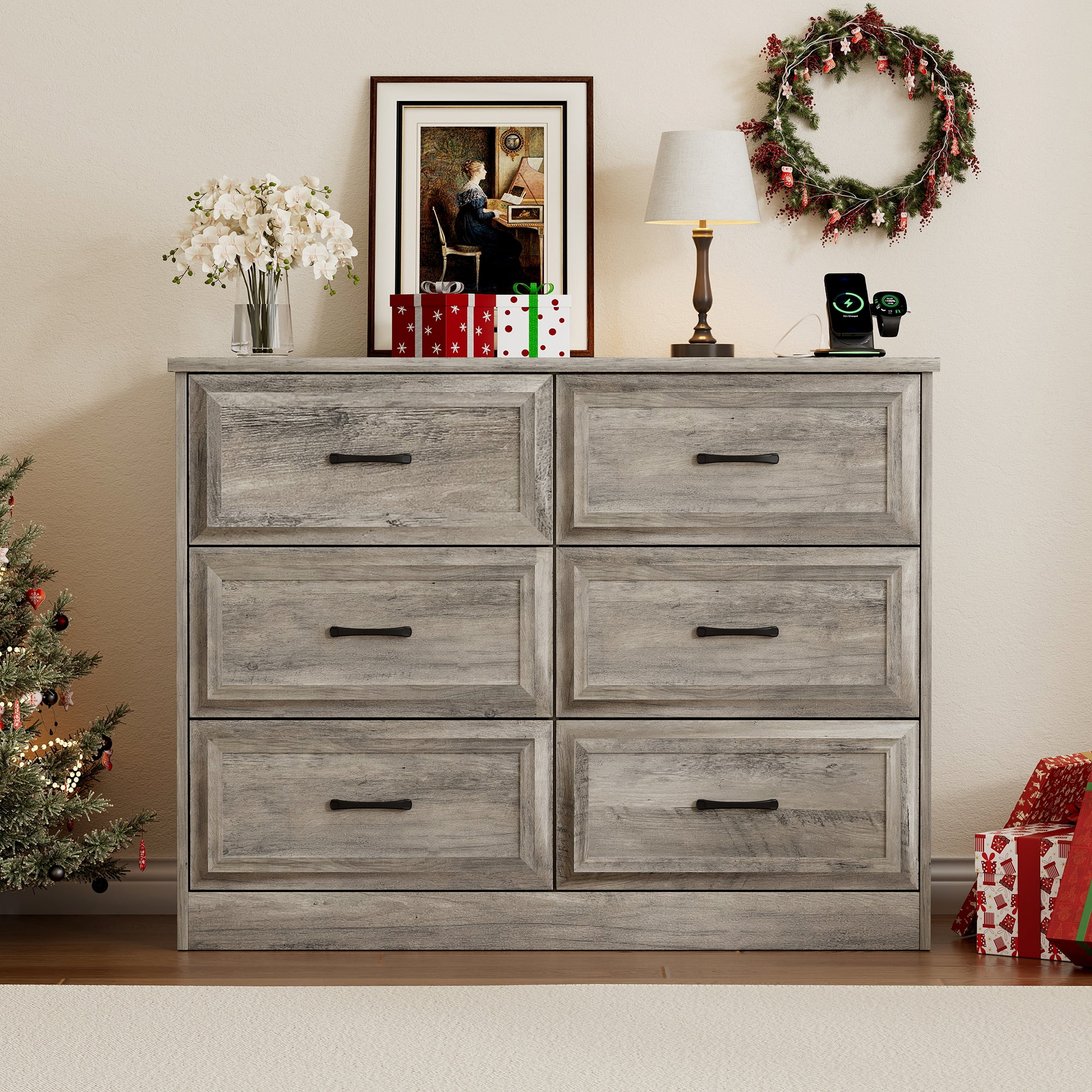 Click here for Vabches 6 Drawers Dresser For Bedroom  Wood Chest... prices