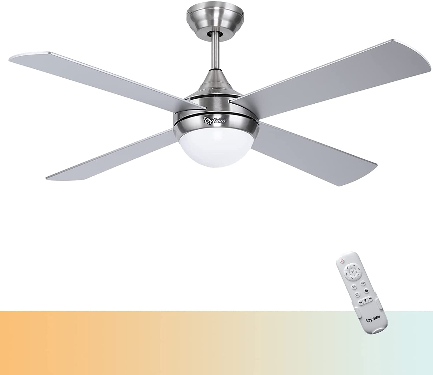 Silver Ceiling Fan With Light And Remote | Shelly Lighting