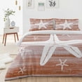 Brown Red Nautical Starfish Bedding Duvet Cover Set King Size 4 Pieces ...
