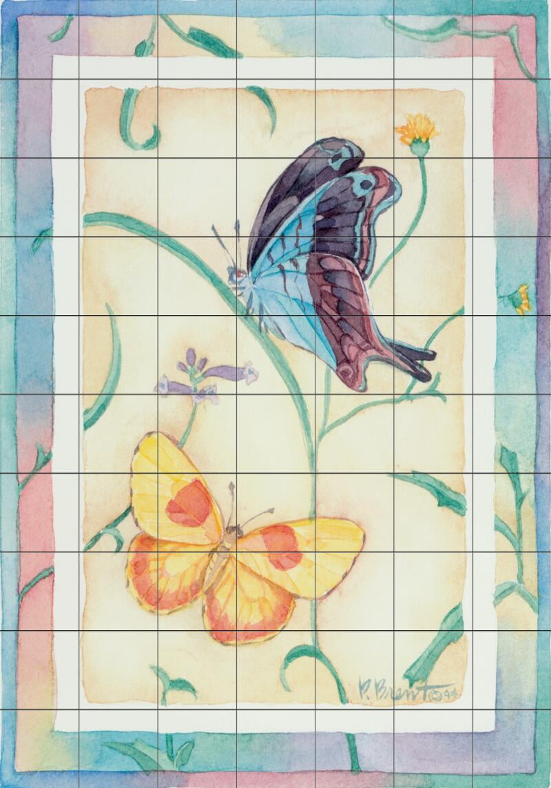 Tile Mural Kitchen Backsplash - Orange Barred Sulphur Butterfly - by ...