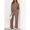 AURA Womens V Neck Knit Two Piece Lounge Set Long Sleeve Sweater and ...