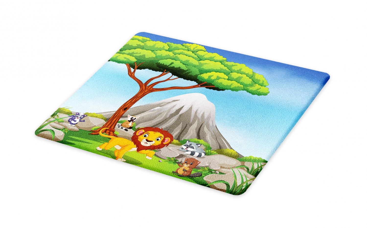 Peak Lion Cutting Board, Animals in Jungle Fauna Tree and Volcano ...