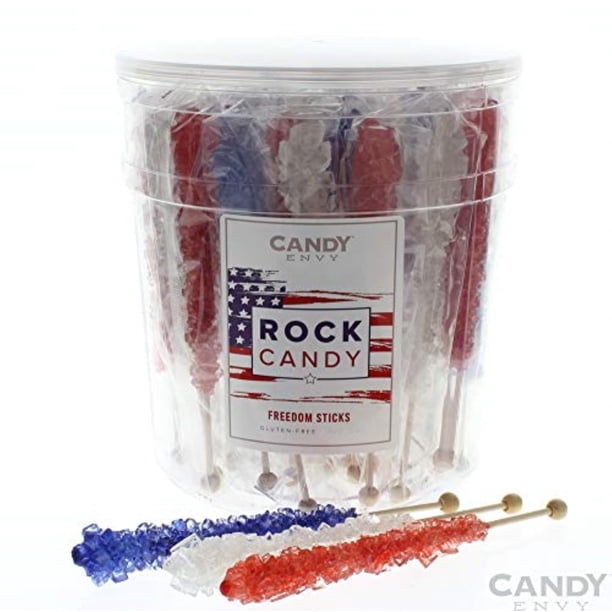 Candy Envy Patriotic USA Rock Candy, Red White and Navy Blue, 36 Count ...