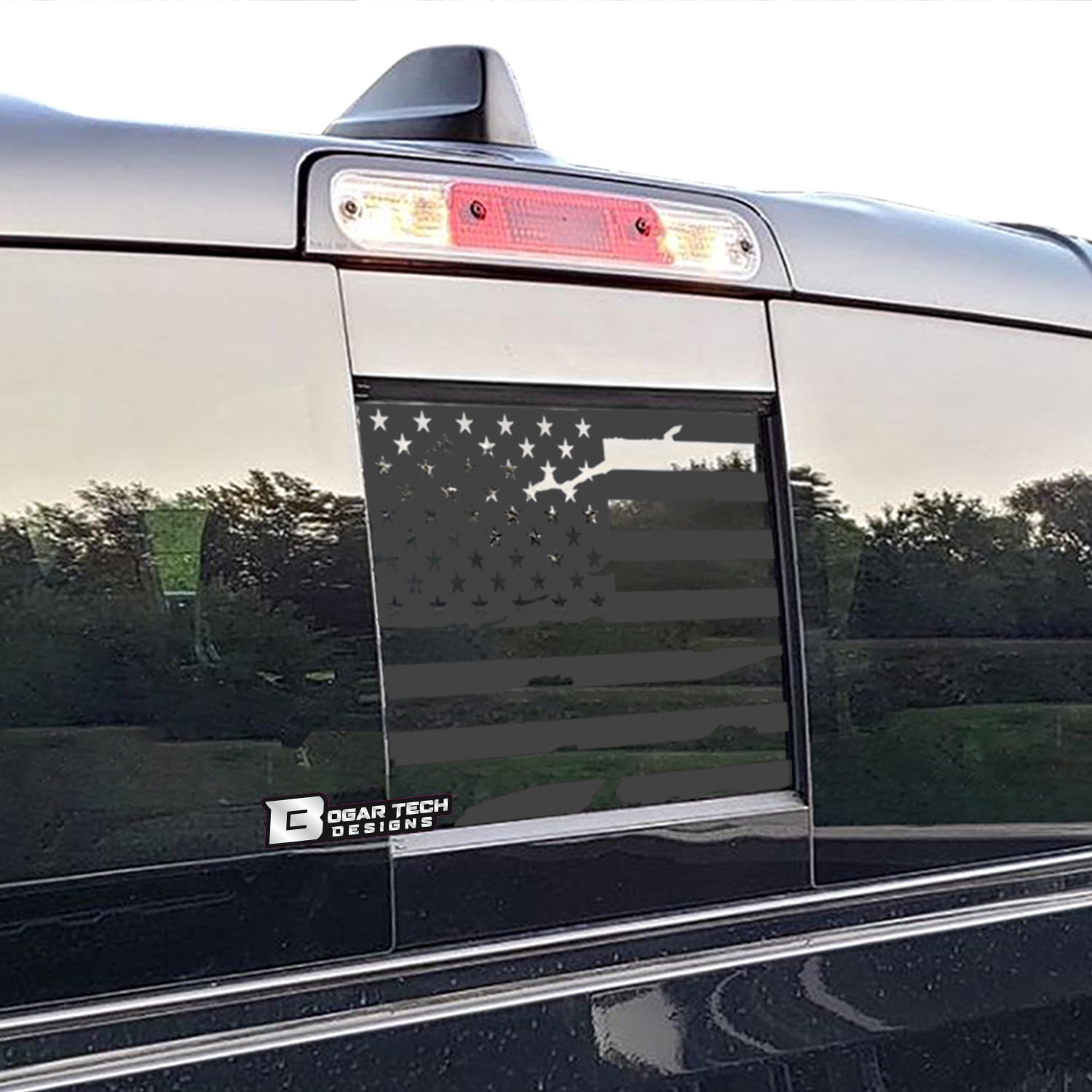 Bogar Tech Designs Rear Back Middle Window Distressed American Flag ...