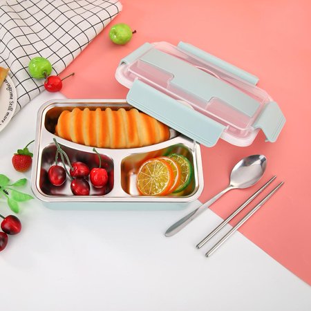 Coiry Thicken Lunch Box Stainless Steel Split Grid Food Container ...