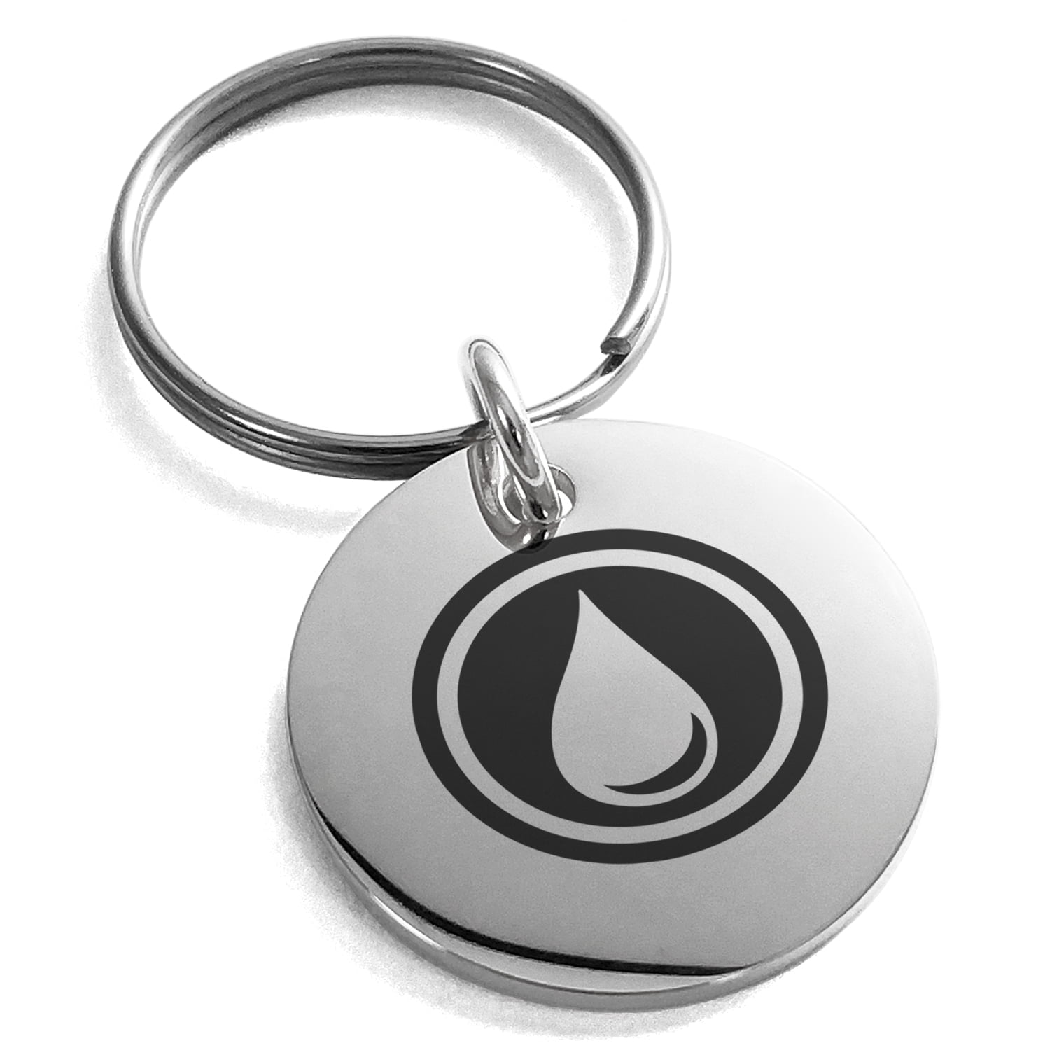 Stainless Steel Water Element Rune Engraved Small Medallion Circle ...