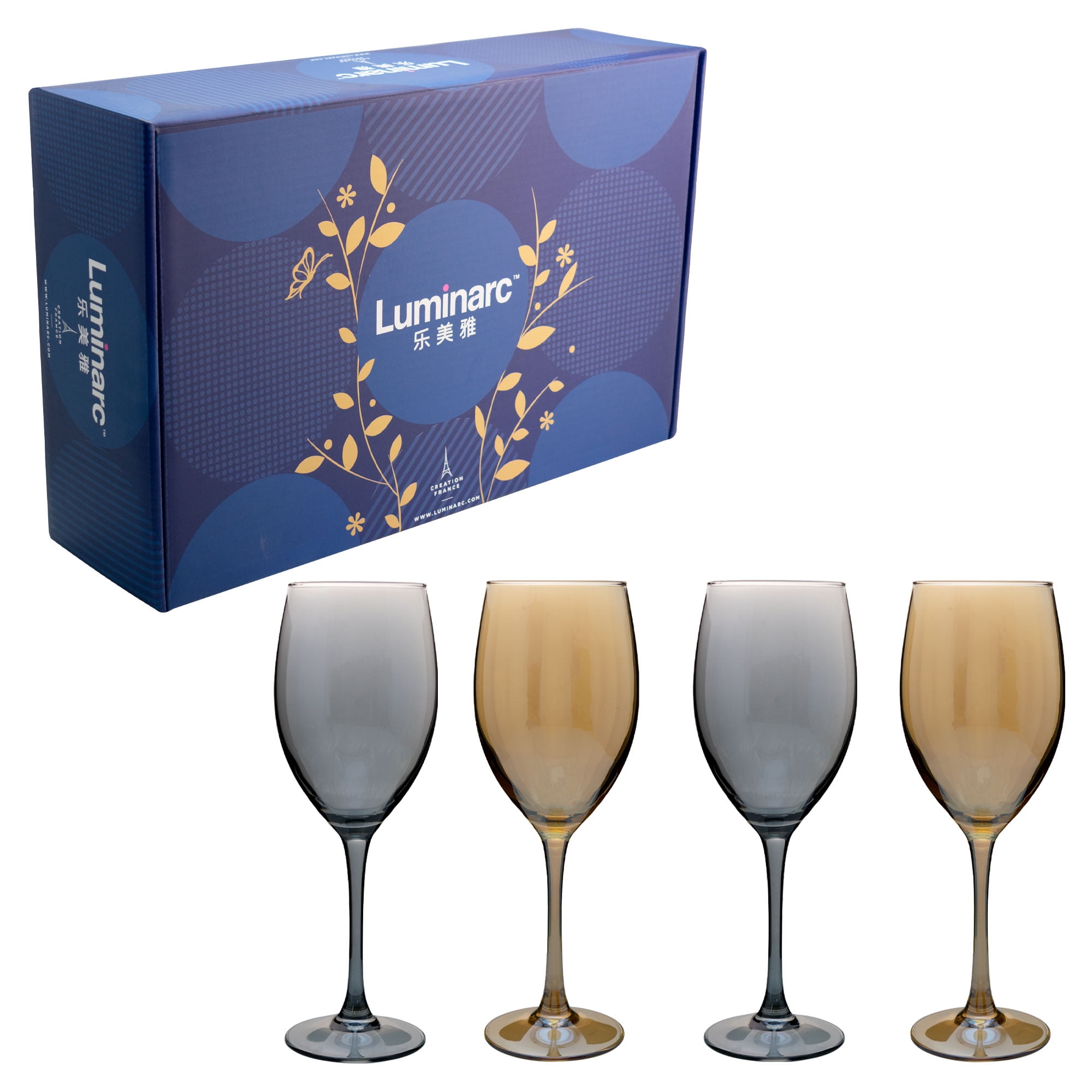 Set 4 Copas, Colección Raindrop, Colores Mixtos Gris / Dorado ...