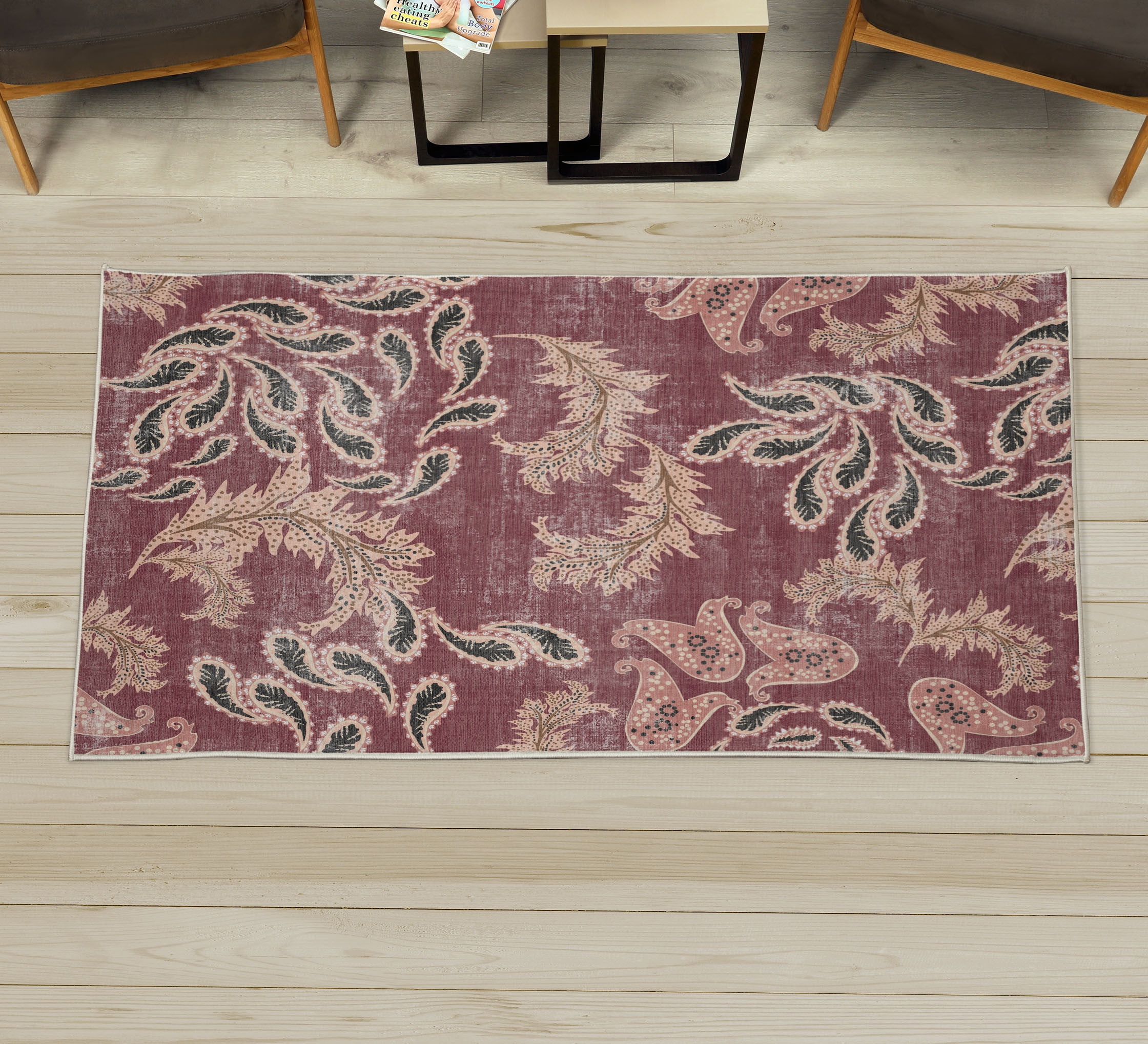 Paisley Decorative Rug, Traditional Floral Like Pattern Curvy Design ...