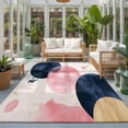 Bohemian Abstract Area Rug, Geometric Blue Pink Color Block Modern Non ...