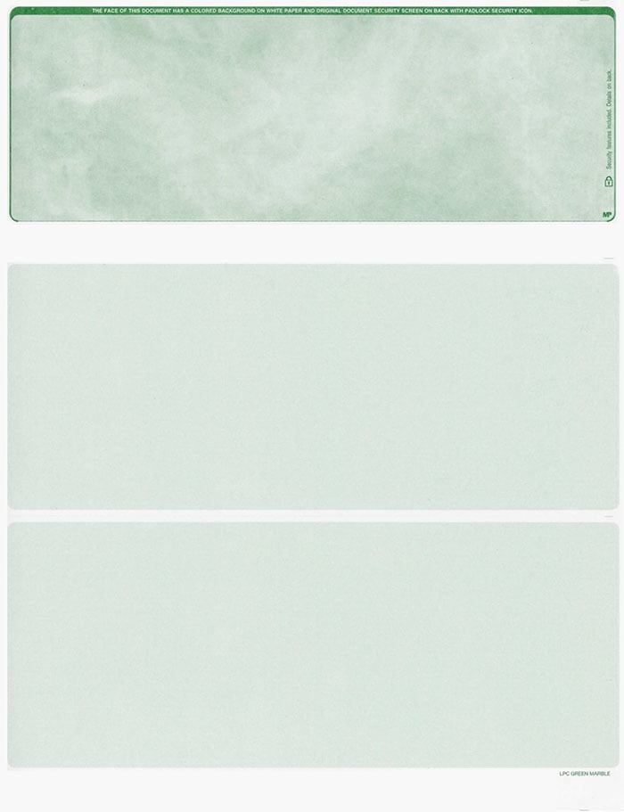 500 Blank Checks Stock - Color Marble Green - Checks on Top - Walmart.com