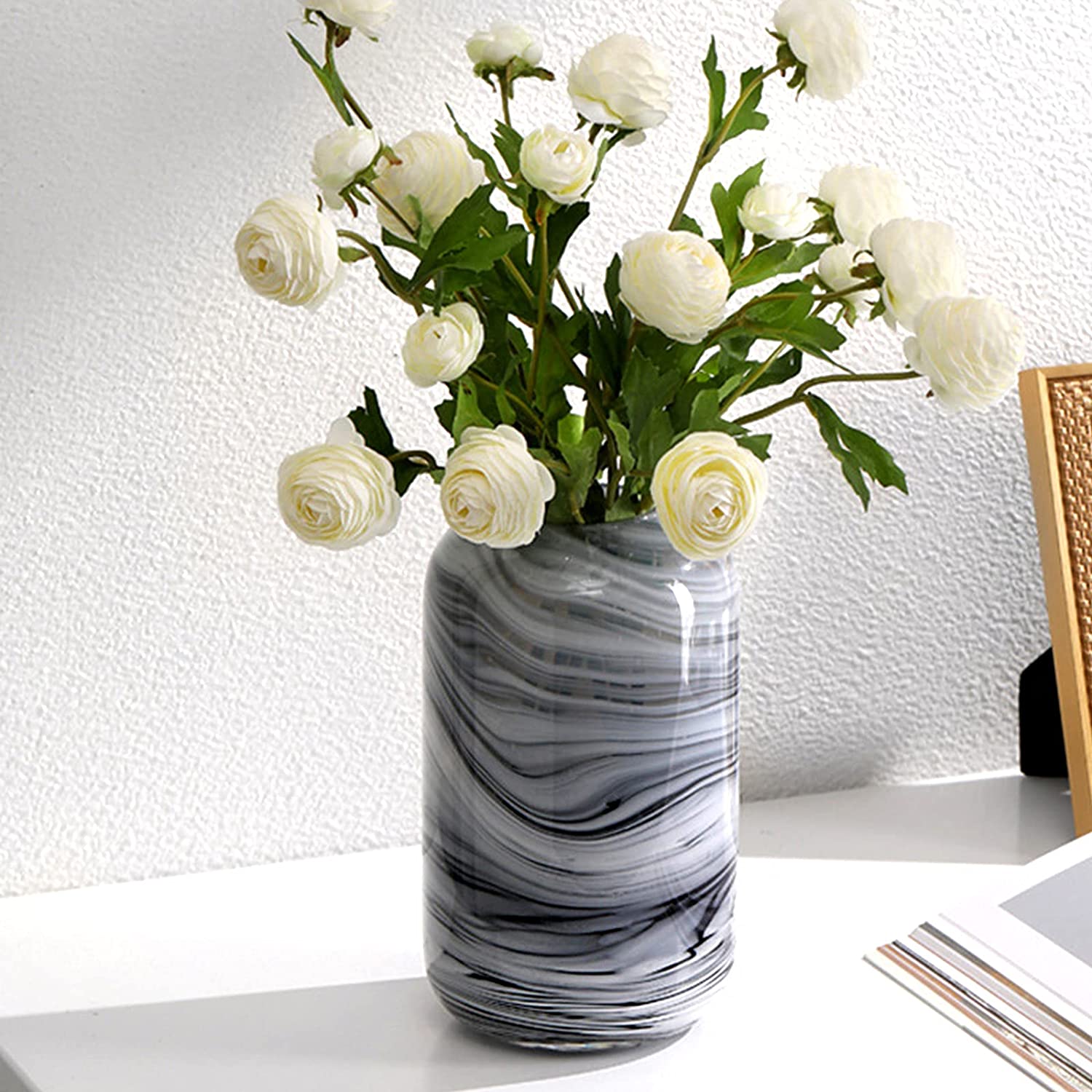 Marble Glass Vase, Minimalist Glass Vase, Flower Arrangement Creative ...