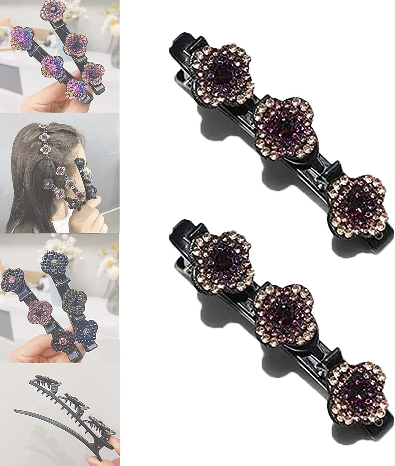 Satin Fabric Hair Bands, Rhinestone Hair Clips, Fashion Double Layer ...