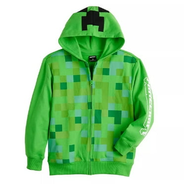 Minecraft Creeper Fleece Zipper Sweatshirt - Gaming Big Boys' Jacket ...