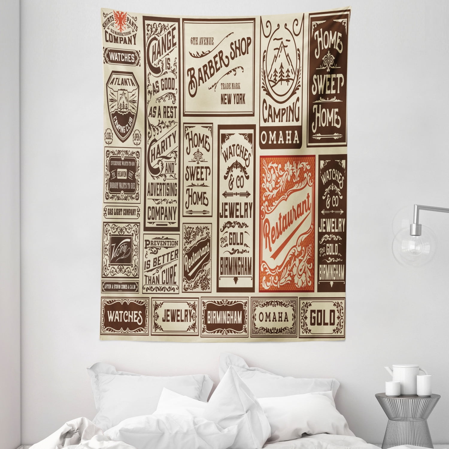 Antique Tapestry, Composition of Old Advertisement Designs Newspaper ...