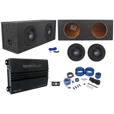 (2) MTX 3512-04S 12" 1200w Shallow Subwoofers+Sealed Slim Box+Amplifier ...