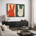 Framed Canvas Print Wall Art Set of 2 Peace and Rock Hand Gesture Duo ...