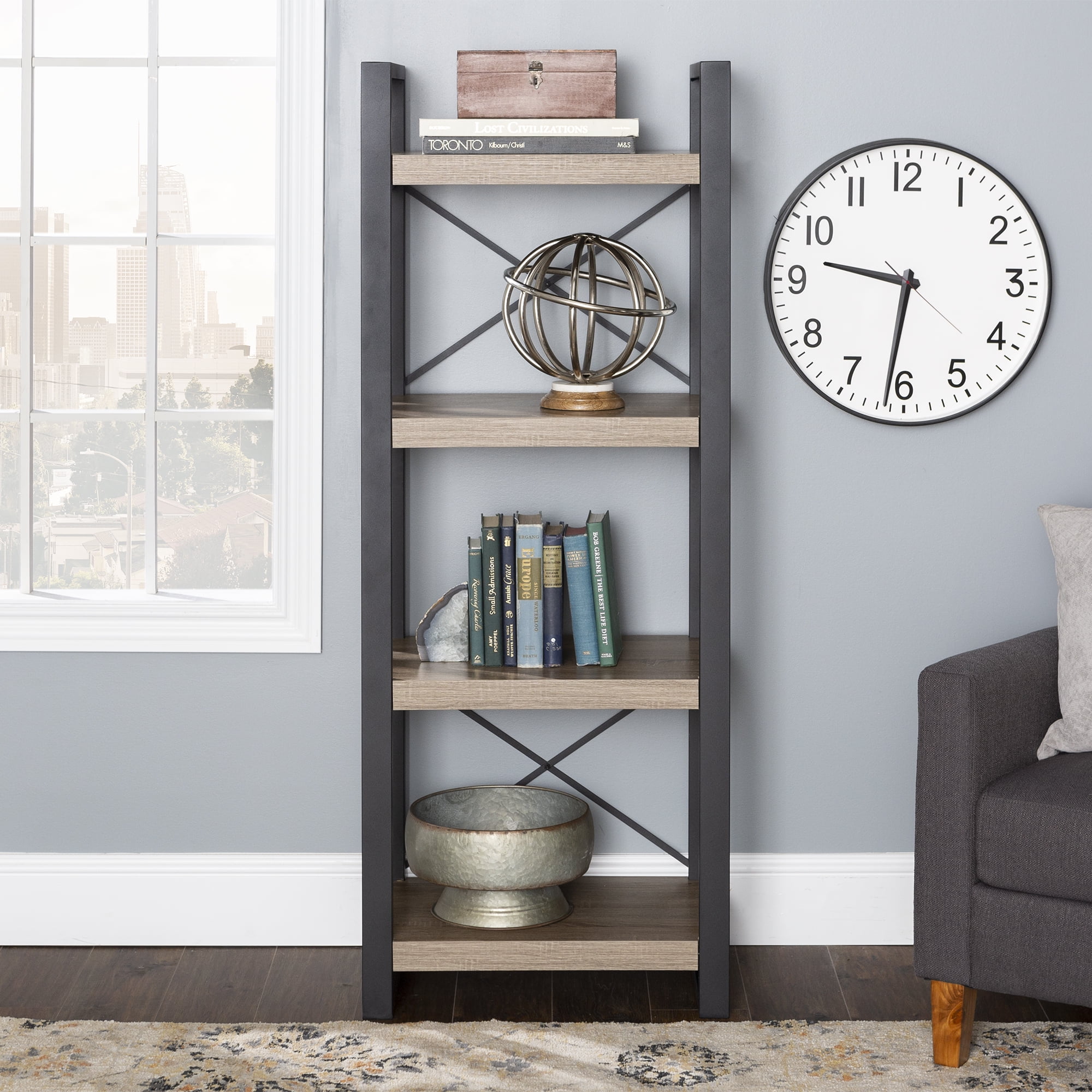 Walker Edison 4-Shelf Industrial Multilevel Audio Media Storage Tower ...