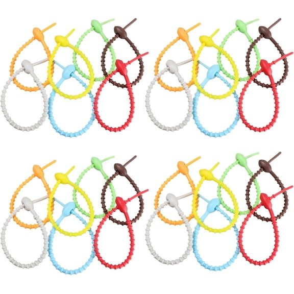 28 pieces of 8.26-inch silicone ties, reusable zipper ties, gear ties ...