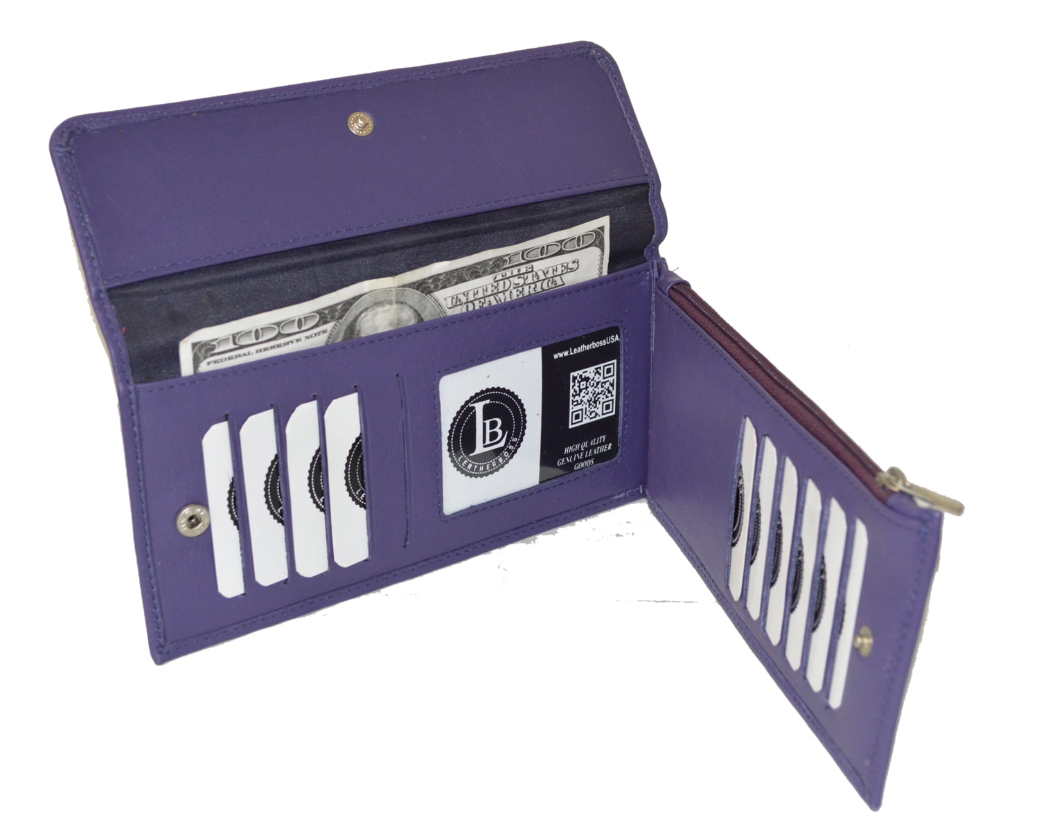 Leatherboss Genuine Leather Ladies Wallet All in One New Style 2 Snaps ...