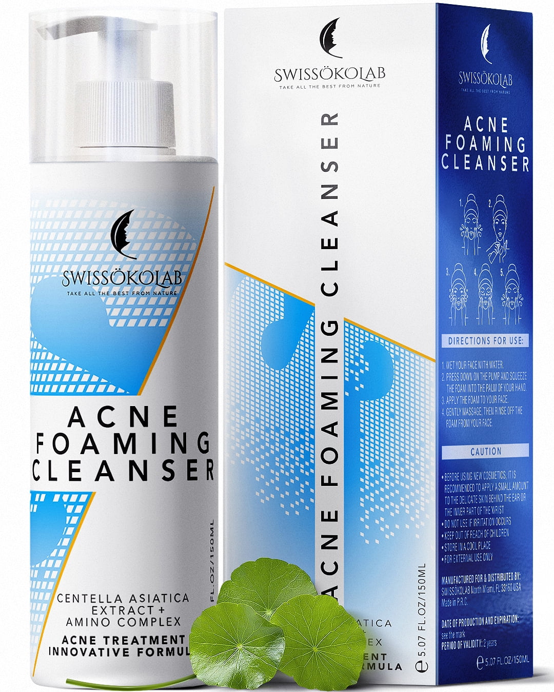 Natural Acne Foaming Cleanser Daily Care Deep Pores Acne Face Wash ...