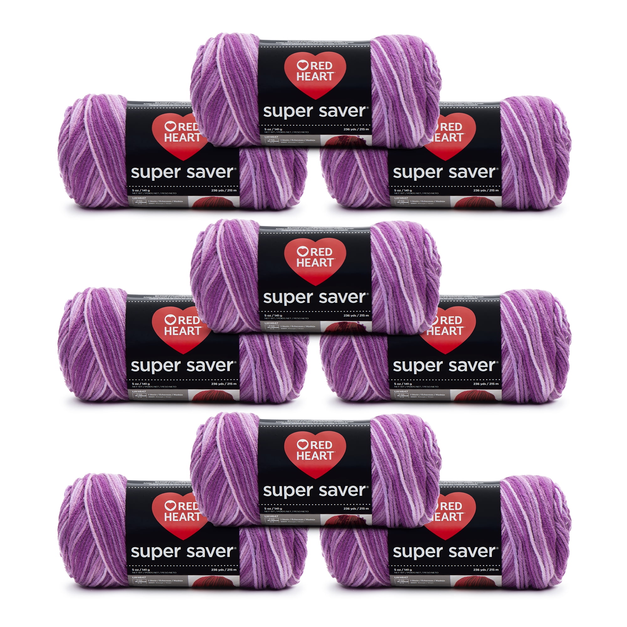 Red Heart® Super Saver® #4 Medium Acrylic Yarn, Purple Tones 5oz/142g ...