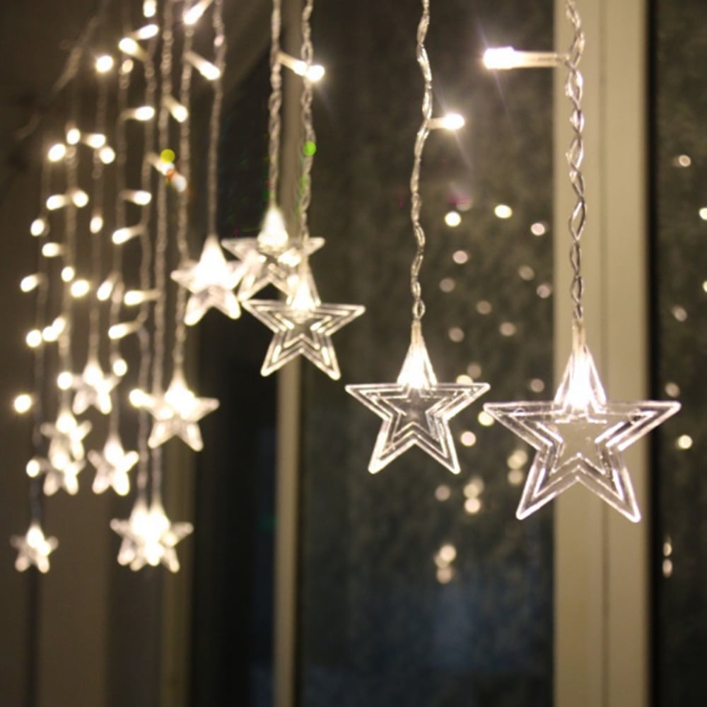 Star Curtain LED Lights String for Wedding Christmas Party Home Decor ...