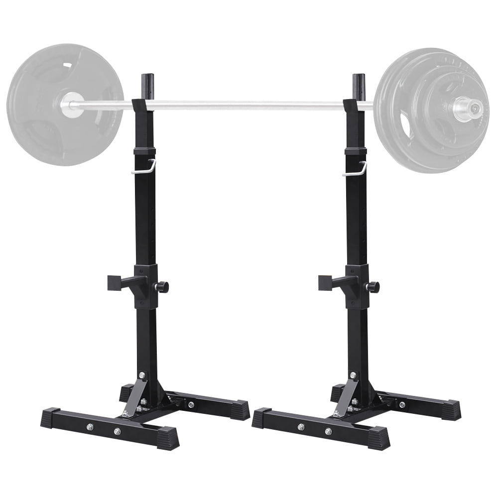 2-Piece Adjustable Squat Stand Rack or Barbell Free Press Bench, Black ...