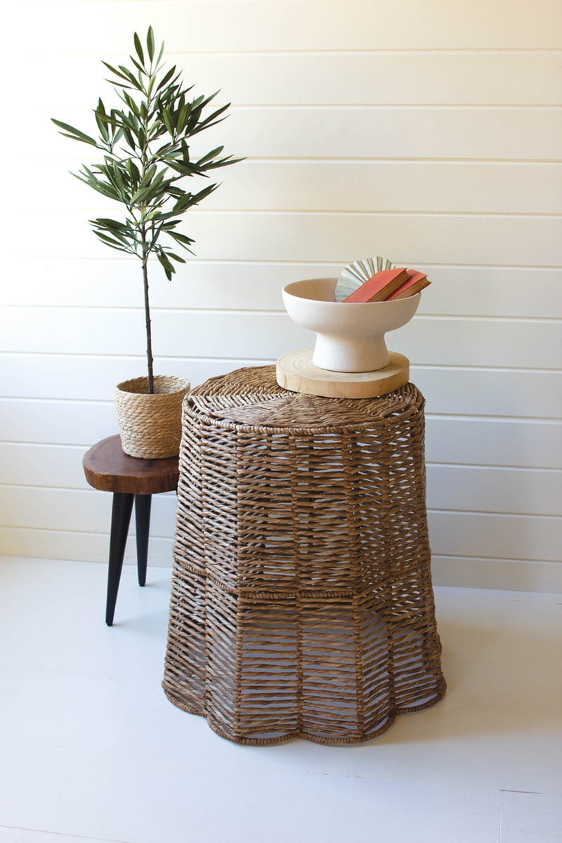 Kalalou WOVEN ROUND SEAGRASS RIPPLE SIDE TABLE A6352 - Walmart.com