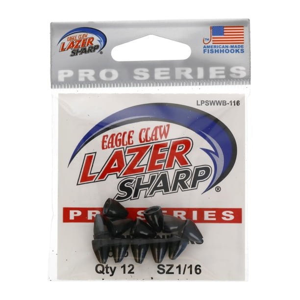 Eagle Claw Lazer Sharp Pro Series Worm Weight Value Pack, Black, 1/16 ...