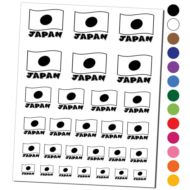 Japan with Waving Flag Cute Water Resistant Temporary Tattoo Set Fake ...