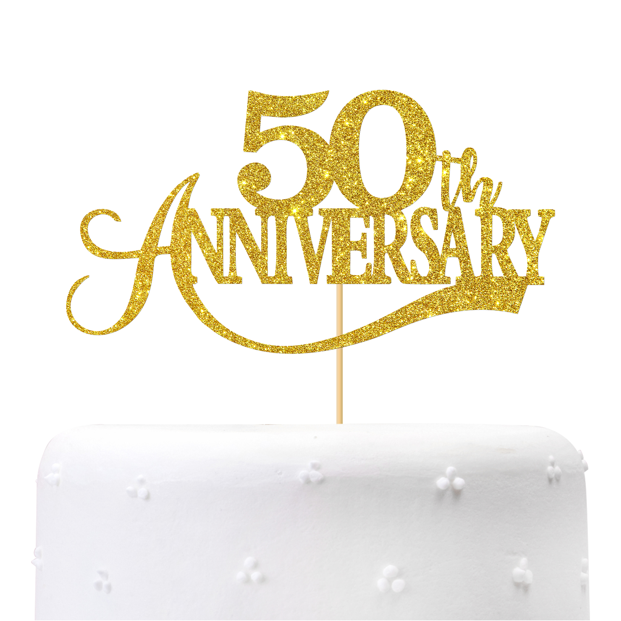 50th Anniversary Cake Topper Gold Glitter 50th Anniversary Birthday