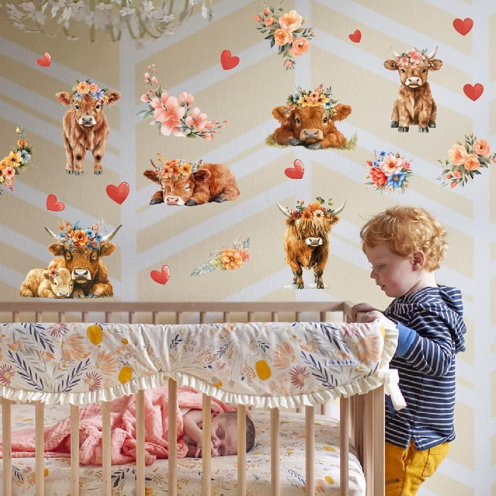 Click here for Nobrand Highland Cow Wall Decals Watercolor Highla... prices