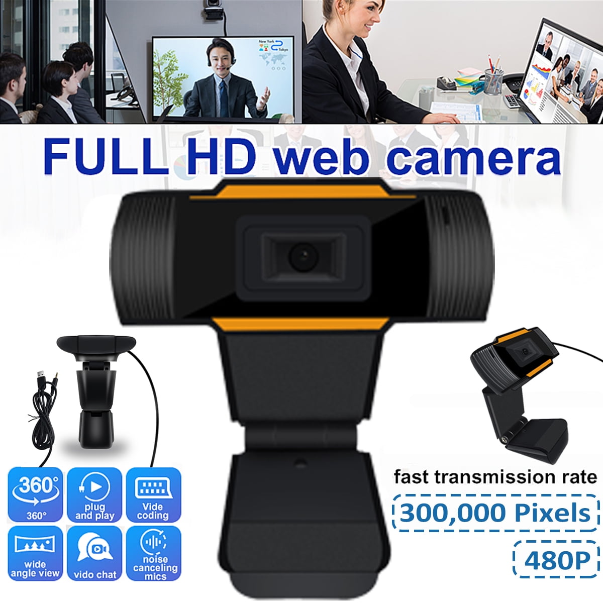 480P Web Cam HD Camera Webcam Auto Focusing Web Camera Cam For PC ...