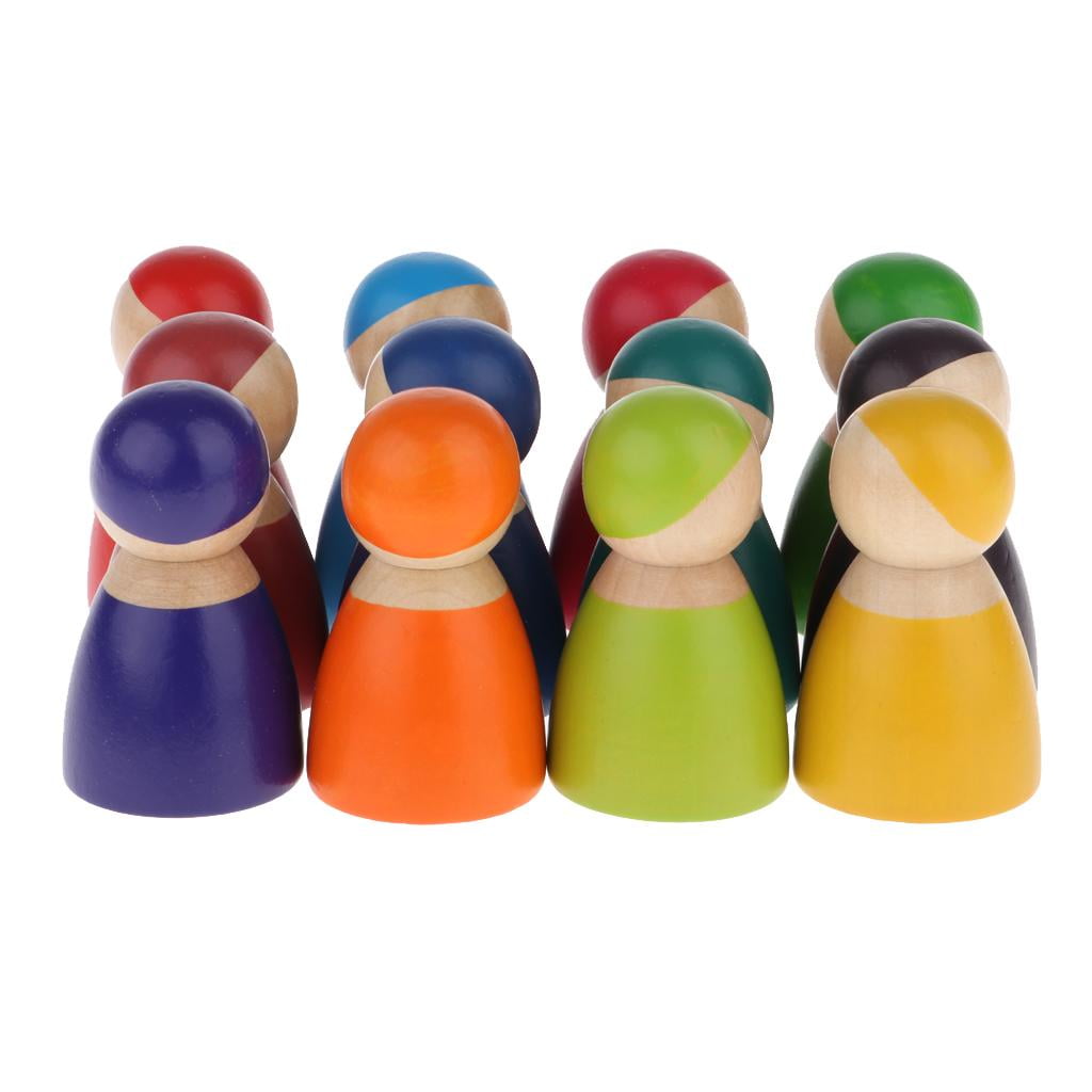Click here for Milaget 12pcs Painted Rainbow Wooden Peg Dolls Kid... prices