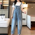 ATOGUTA Girls Jumpsuit Jeans Straight Leg Sleeveless Denim Pants Kids ...