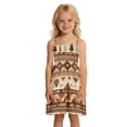 Brown Aztec Geometric Pattern Girls' Casual Dresses 2Y-8Y Sleeveless ...
