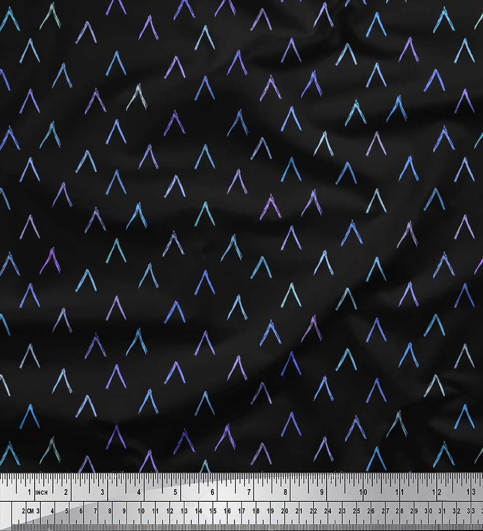 Soimoi Black Silk Fabric Alphabet Text Print Fabric by the Yard 42 Inch ...