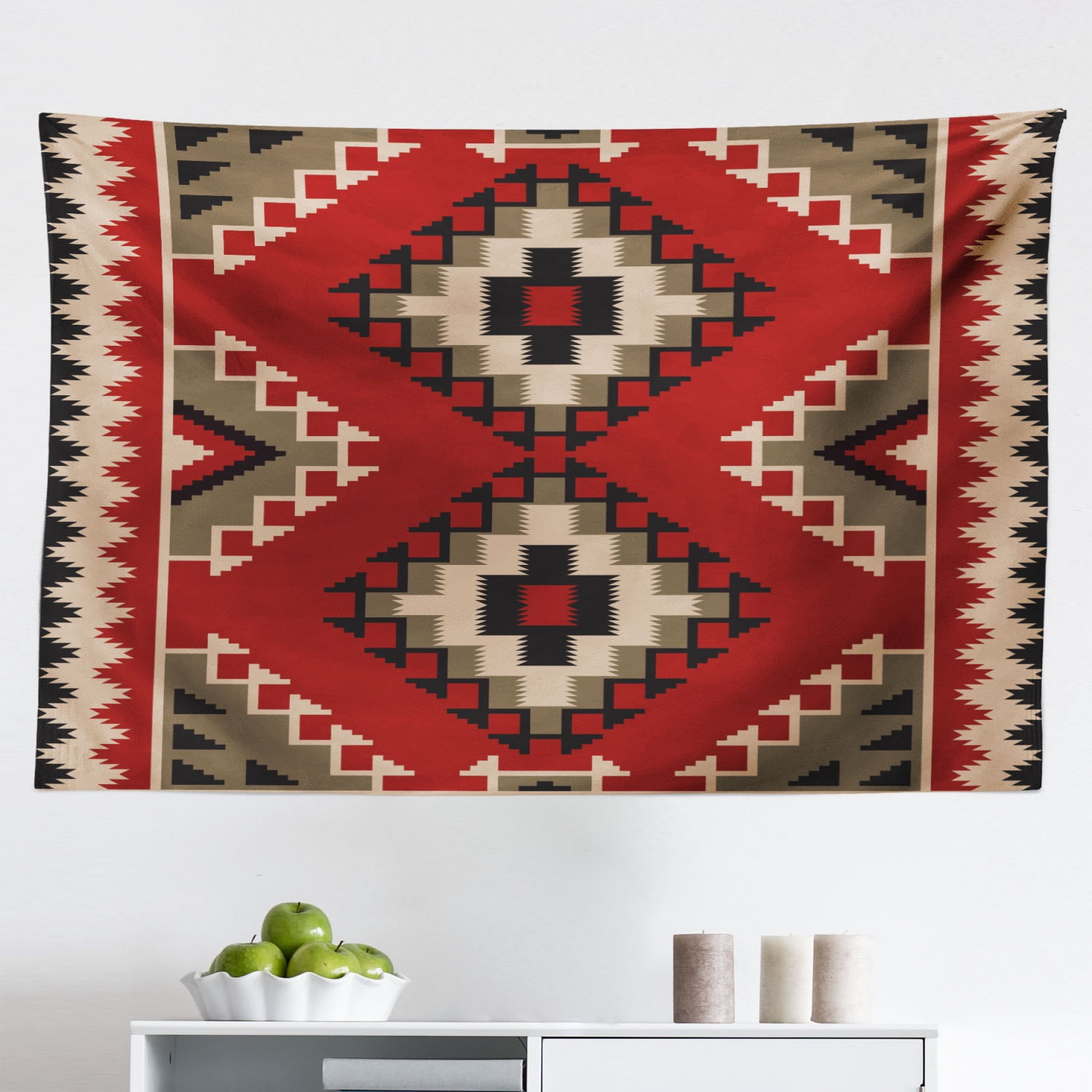 Afghan Tapestry, Timeless Rhombuses with Stripes Pattern in Earthy ...